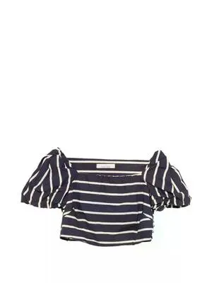 Liviana Conti Striped Puff-sleeve Top - Blue