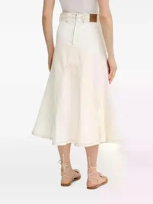 Munthe Braylin Contrast-stitch Logo-patch A-line Midi Skirt