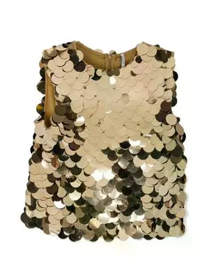 Liviana Conti Sleeveless Sequin Embellished Top - Gold