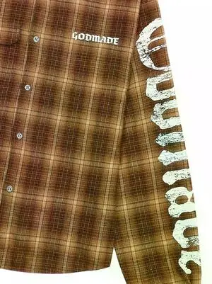 GODMADE Broken Script Check Shirt - Brown