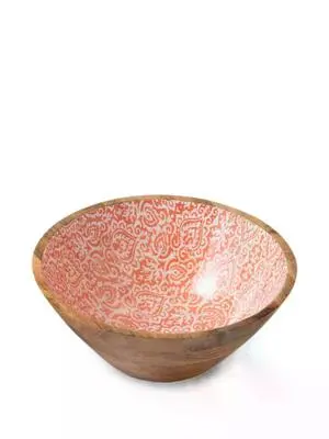 J-LINE Patterned Mango-wood Bowl