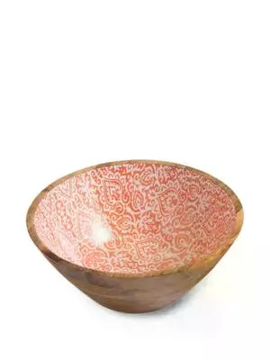 J-LINE Patterned Mango-wood Bowl