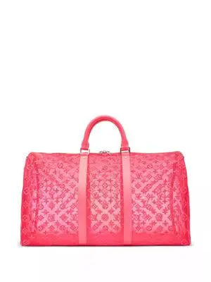 LOUIS VUITTON Keepall Bandoulière Mesh Holdall - Pink