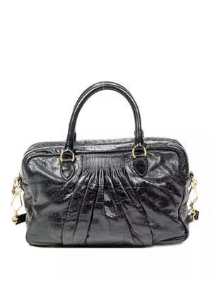 Miu Miu Mini Pleated Boston Zip Tote Bag - Black