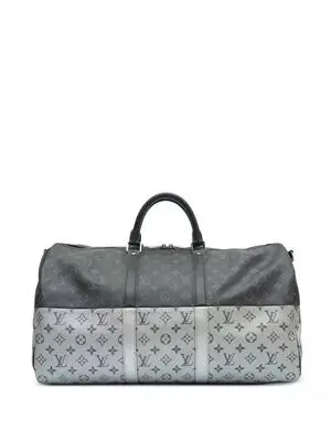 LOUIS VUITTON 50 Eclipse Monogram Keepall Bandouliere Bag