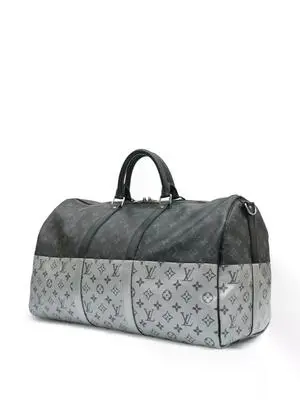 LOUIS VUITTON 50 Eclipse Monogram Keepall Bandouliere Bag