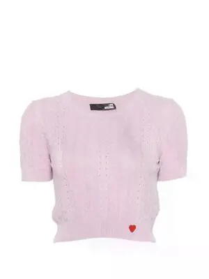 Moschino Heart-embroidered T-shirt - Purple