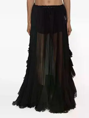 Chloé Ruffled Tiered Silk Maxi Skirt - Black
