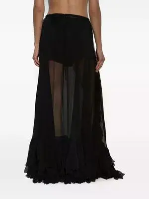 Chloé Ruffled Tiered Silk Maxi Skirt - Black