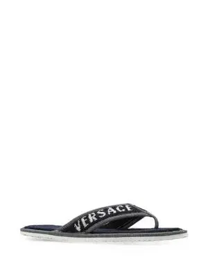 Versace Logo-embroidered Terry Slippers