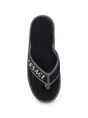 Versace Logo-embroidered Terry Slippers