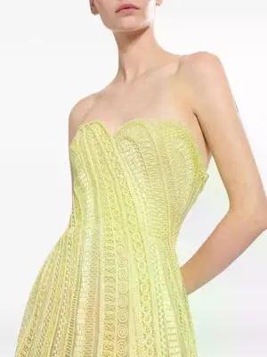 Elie Saab Embroidered Strapless Midi Dress - Yellow