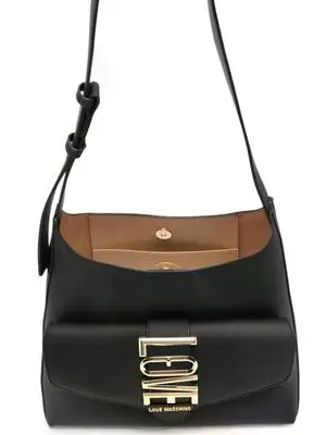 Moschino Logo Plaque Shoulder Bag - Black