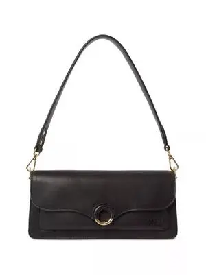 OSPREY LONDON Osprey Marlow Ring Detail Leather Shoulder Bag - Black