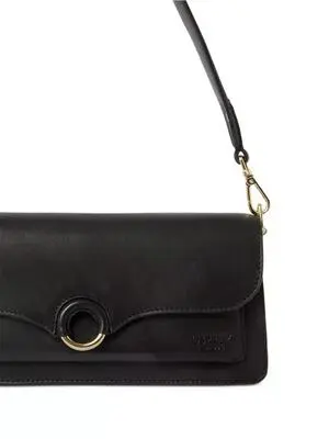 OSPREY LONDON Osprey Marlow Ring Detail Leather Shoulder Bag - Black