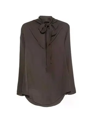 RUOHAN Pussy-bow Long-sleeve Blouse - Brown