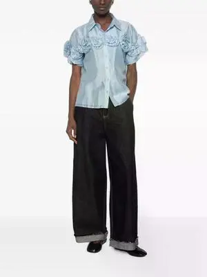 PAPER LACE Short-sleeve Shirt With Floral Appliqués