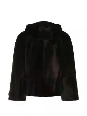 Brunello Cucinelli Hooded Shearling Jacket - Brown