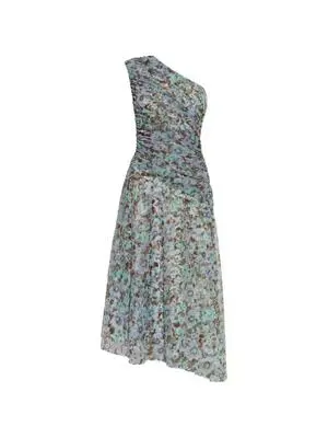 Tory Burch Floral-print Asymmetric Dress - Blue