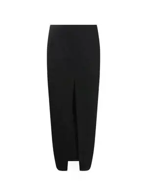 Rick Owens Front-slit Wool Midi Skirt - Black