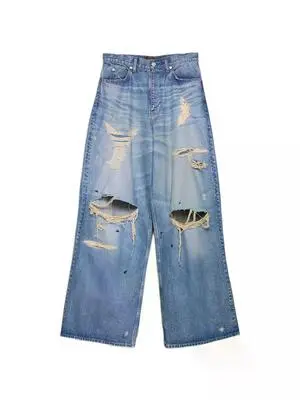 MASU Distressed Wide-leg Jeans - Blue