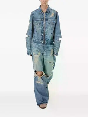 MASU Distressed Wide-leg Jeans
