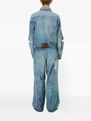 MASU Distressed Wide-leg Jeans