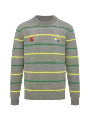 Dsquared2 Stripe-detail Embroidered Sweater - Grey