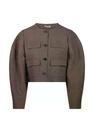 P.a.r.o.s.h Check Cropped Jacket - Brown