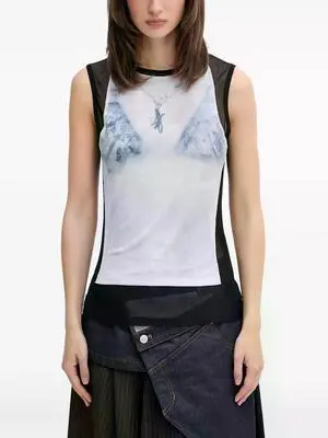 Andersson Bell Sleeveless Wet-effect Trompe-l'œil Tank Top - White