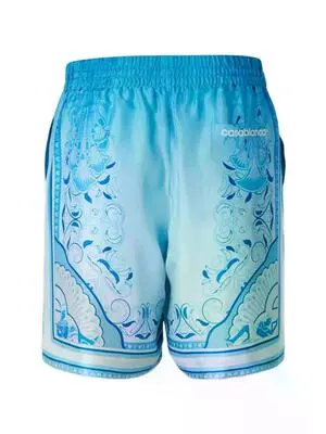 Casablanca Egypsonrug Silk Shorts - Blue