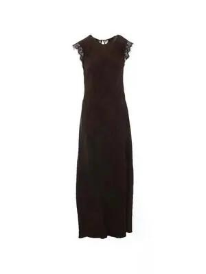 Pinko Lace-trim Floral-jacquard Maxi Dress - Brown