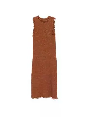Frayed Trim Midi Dresses