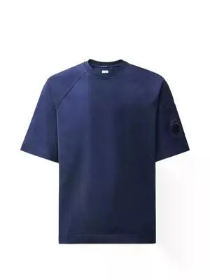 C.P. COMPANY 30/2 Mercerized Jersey Twisted Lens Short Sleeve T-shirt - Blue