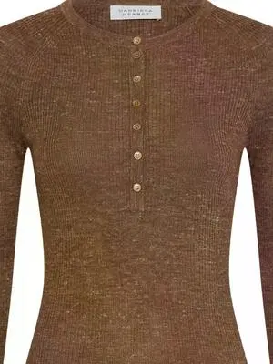 Gabriela Hearst Agnes Ribbed Knit Polo Top - Brown