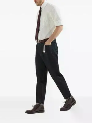 Brunello Cucinelli Indigo Cotton Contrast Stitch Jeans