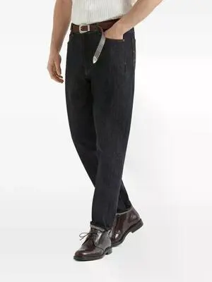 Brunello Cucinelli Indigo Cotton Contrast Stitch Jeans