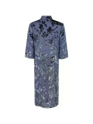PIERRE-LOUIS MASCIA Floral-devoré Mandarin-collar Midi Dress