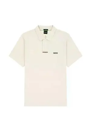 Hugo Boss Logo-print Short-sleeve Polo Shirt - Neutrals