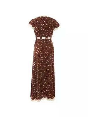 Rixo Marlice Polka-dot Silk Maxi Dress - Brown