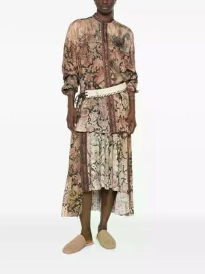 PIERRE-LOUIS MASCIA Beige Floral Print Asymmetric Skirt - Neutrals