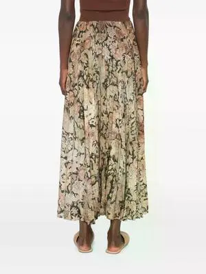 PIERRE-LOUIS MASCIA Beige Floral Print Asymmetric Skirt - Neutrals