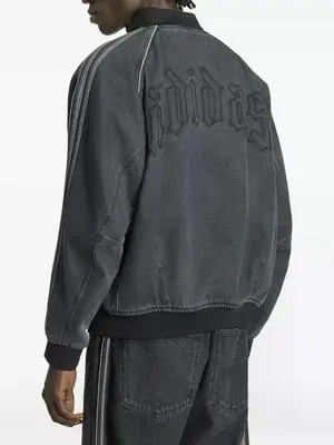Adidas Logo-embroidered Denim Jacket - Black