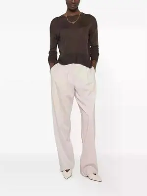 Liviana Conti Pleated Straight-leg Trousers - Neutrals