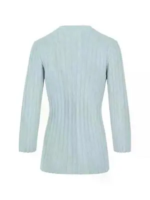 LA ROSE Ribbed-knit V-neck Sweater