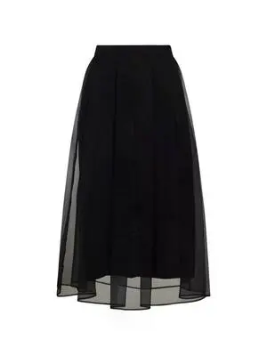 Brunello Cucinelli Pleated Layered Midi Skirt - Black