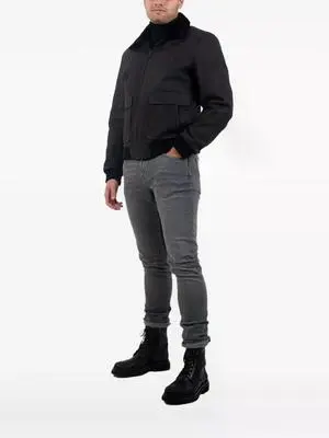 POCHE PARIS Shearling Collar Bomber Jacket