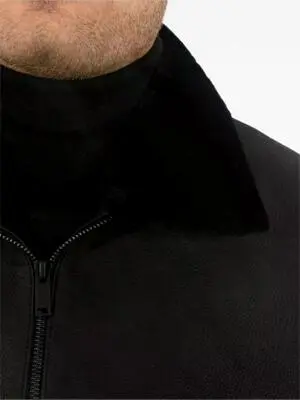 POCHE PARIS Shearling Collar Bomber Jacket