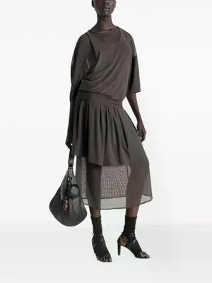 LEMAIRE Mesh Layered Midi Dress - Brown