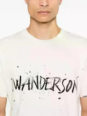 JW Anderson Circular T-shirt In Ecru - Neutrals